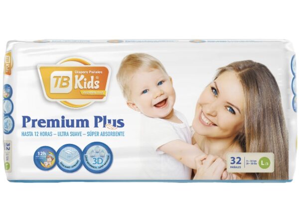 Culeros Desechables L/3 (TB Kids Premiun Plus) paquete de 32U (TB)